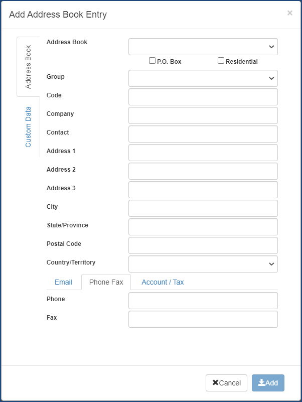 Adding Addresses using Address Book