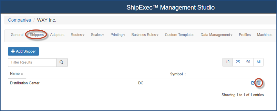 Removing a Shipper