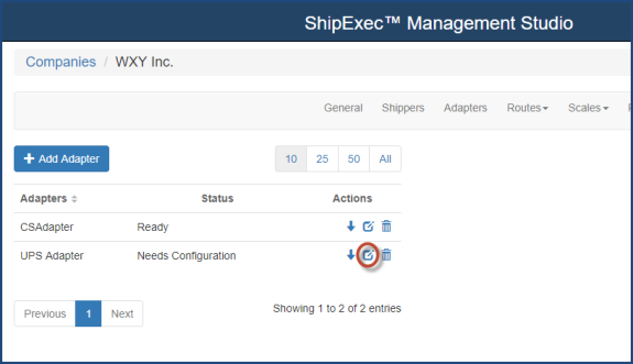 Adding a UPS Adapter Registration