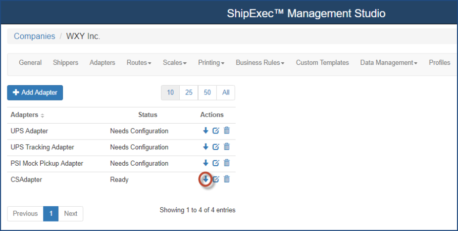 Adding a CS Adapter Registration