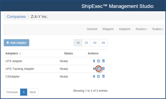 Adding a UPS Tracking Adapter Registration