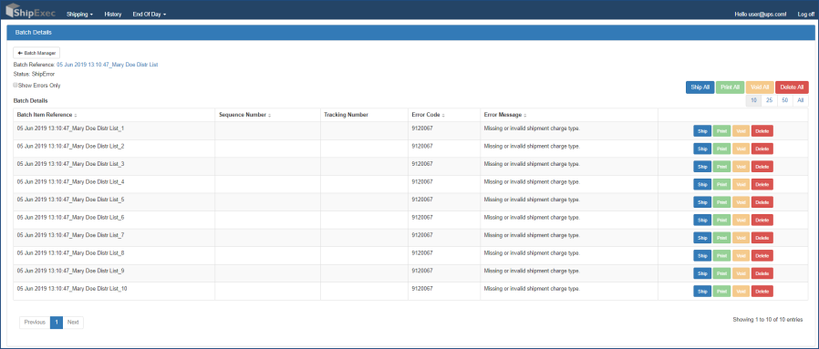 Shipping using Distribution Lists