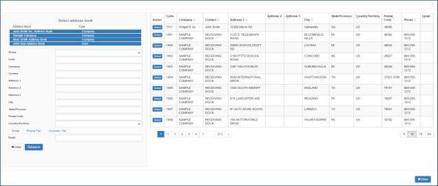 Selecting Address from the Address Book