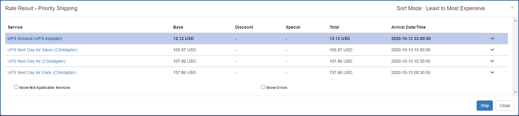 Creating New Shipment with Standard Template using Priority Shipping Mode