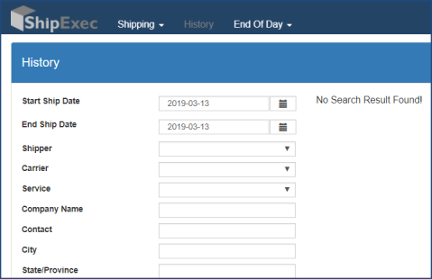 Searching for Shipment History